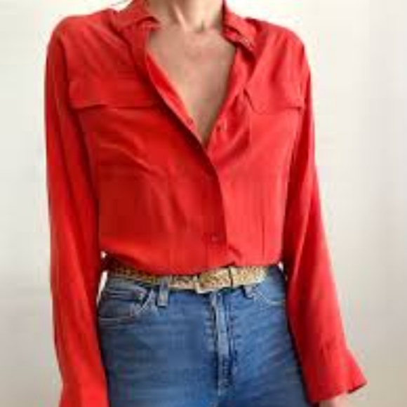 Tops | Coral Silk Shirt | Poshmark